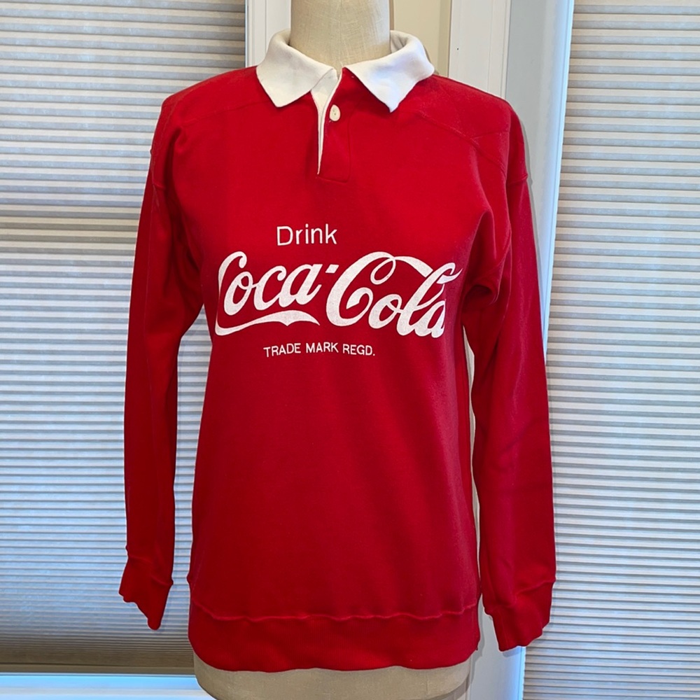 Vintage Coca Cola Polo 90s Classic Red Logo Coke Swea… - Gem